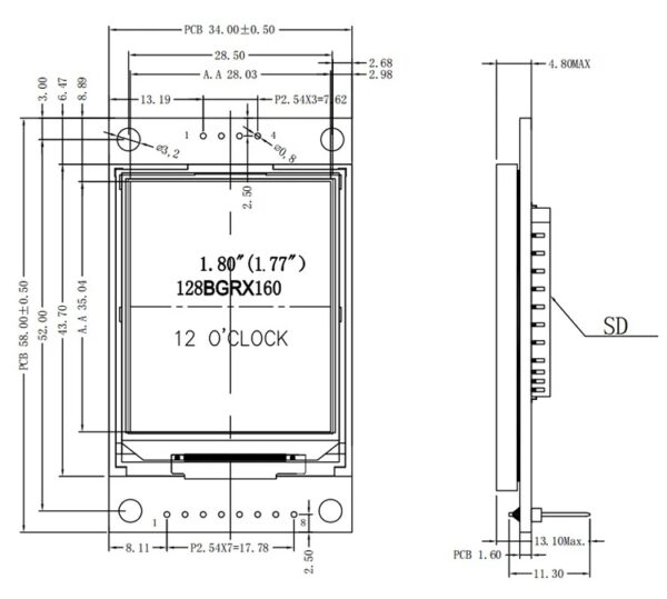 1.8 inch TFT LCD Display Module SPI 128×160 for Arduino | Go2Display